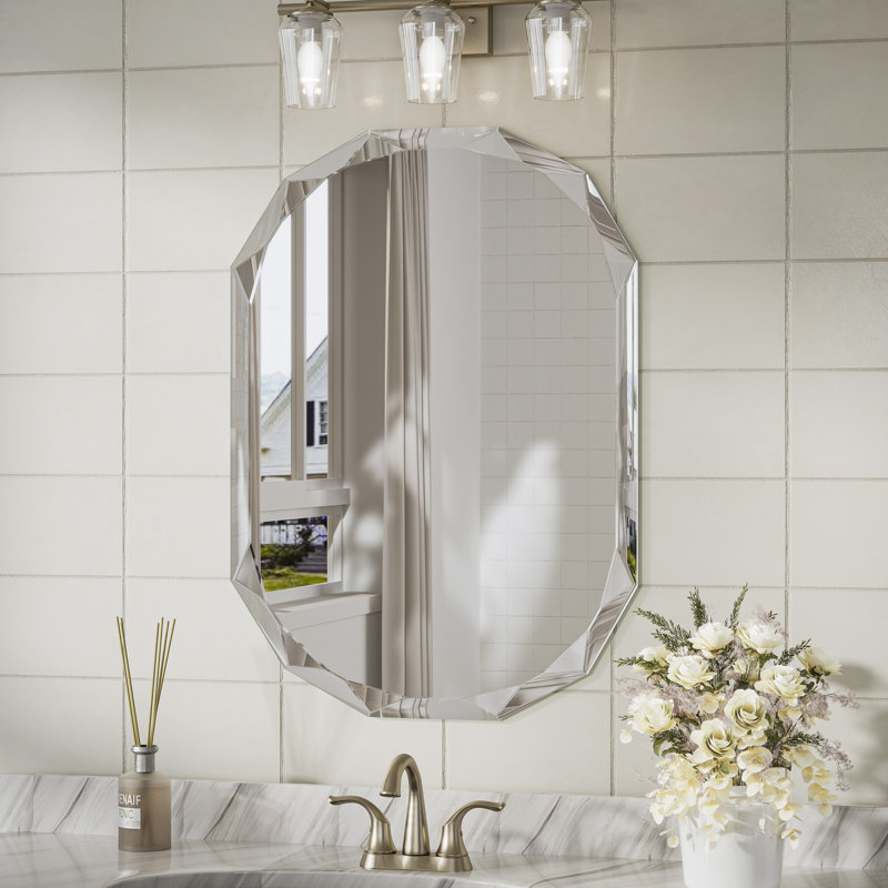Mercer41 Pearlette Oval Beveled Frameless Bathroom Vanity Mirror Decorative Wall Accent Mirror Reviews Wayfair